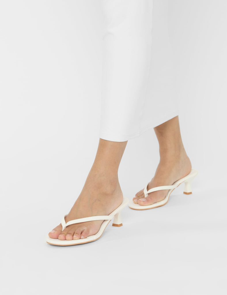 Evermore White Pu Thong Low Flared Heels | Public Desire – Public Desire AU