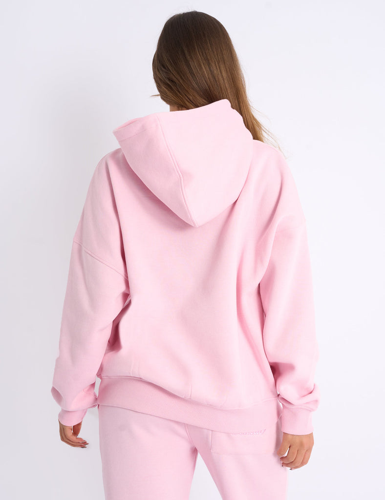 Kaiia Studio Borg Script Logo Oversized Hoodie Baby Pink | Public ...