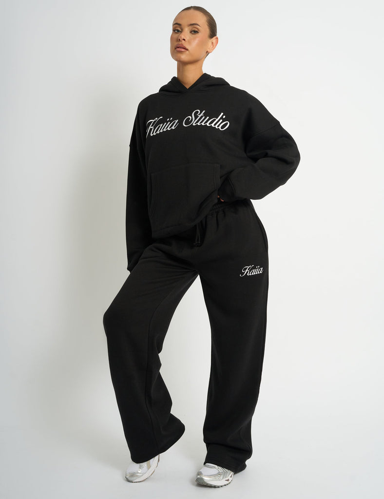Kaiia Script Logo Oversized Hoodie Black | Public Desire – Public Desire AU
