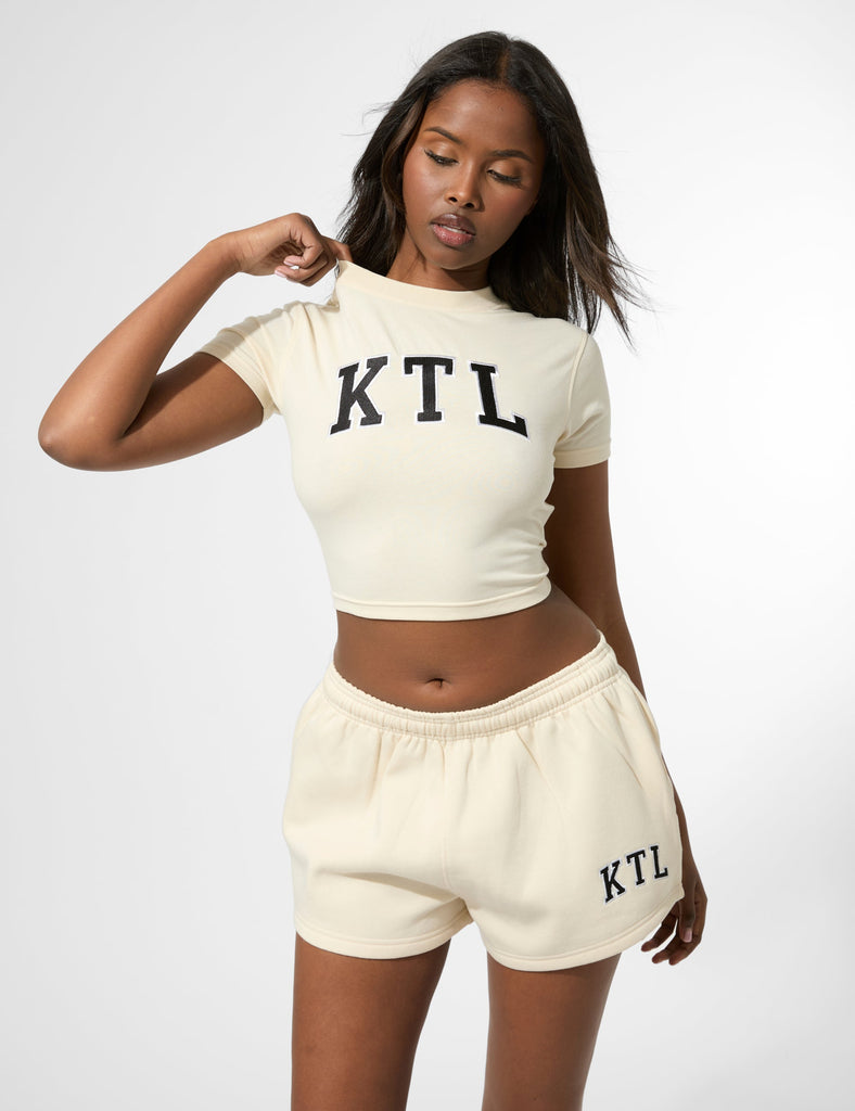 Ktl Logo Mini Sweat Shorts Buttercream | Public Desire – Public Desire AU