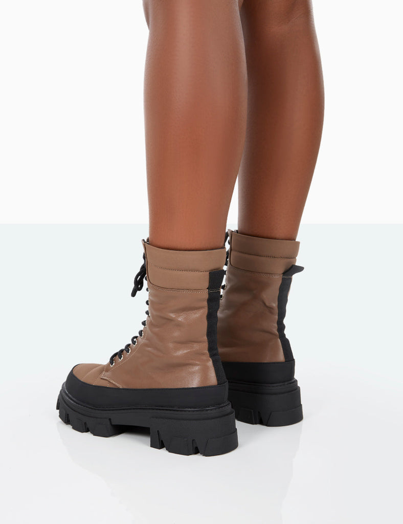 Refresh Mocca PU Nylon Lace Up Ankle Boots | Public Desire – Public ...